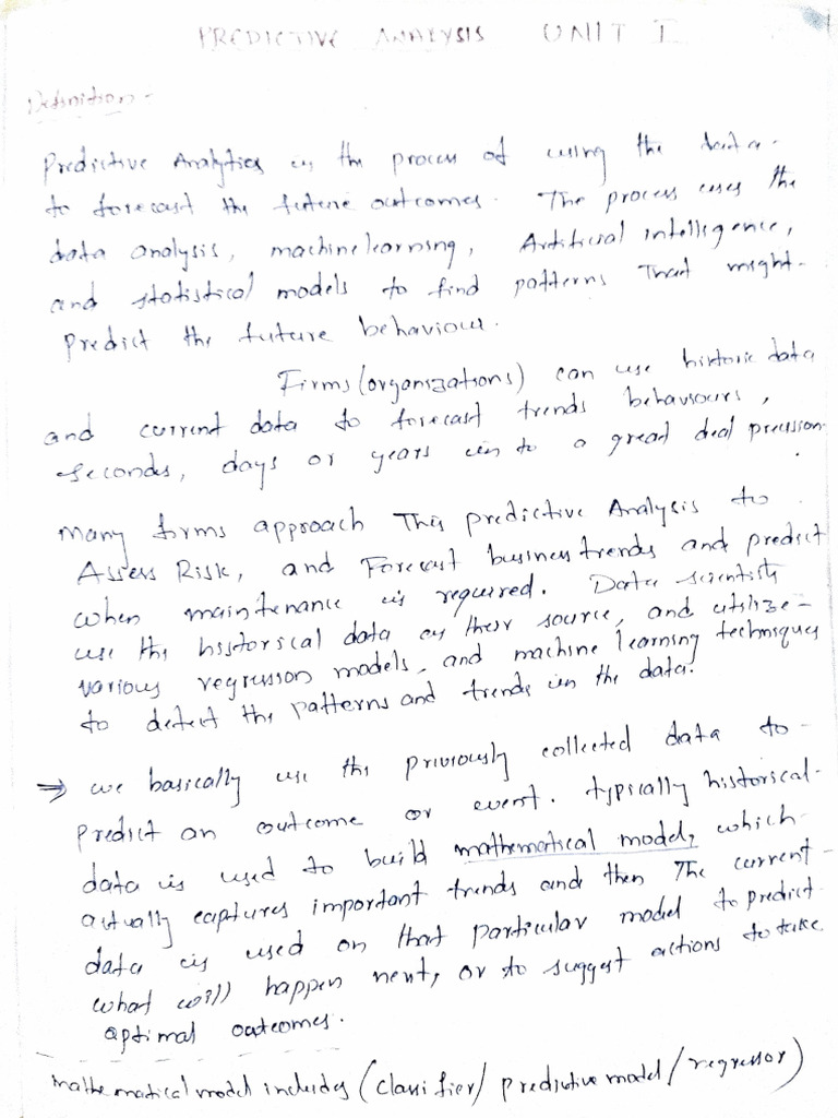 Predictive Analytics Unit I | PDF