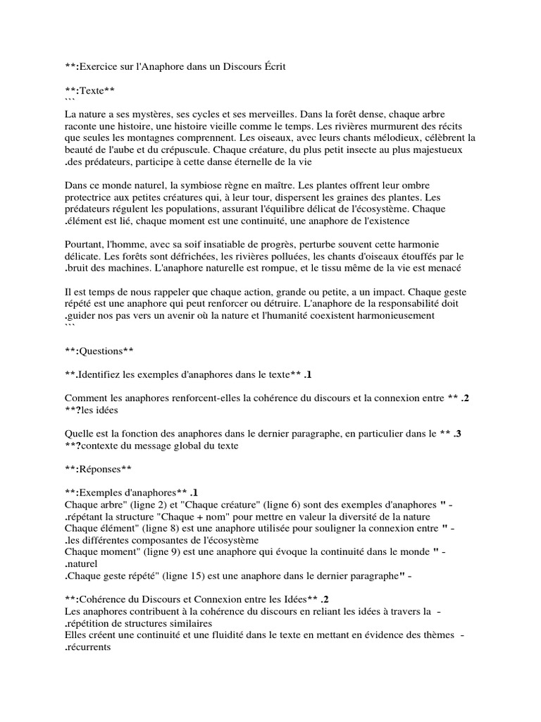 Exercice Sur L'anaphore | PDF