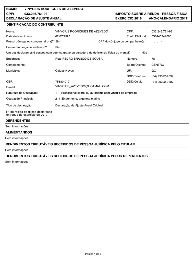 IRPF 2018 2017 Origi Imagem Declaracao | PDF | Impostos | Imposto de Renda