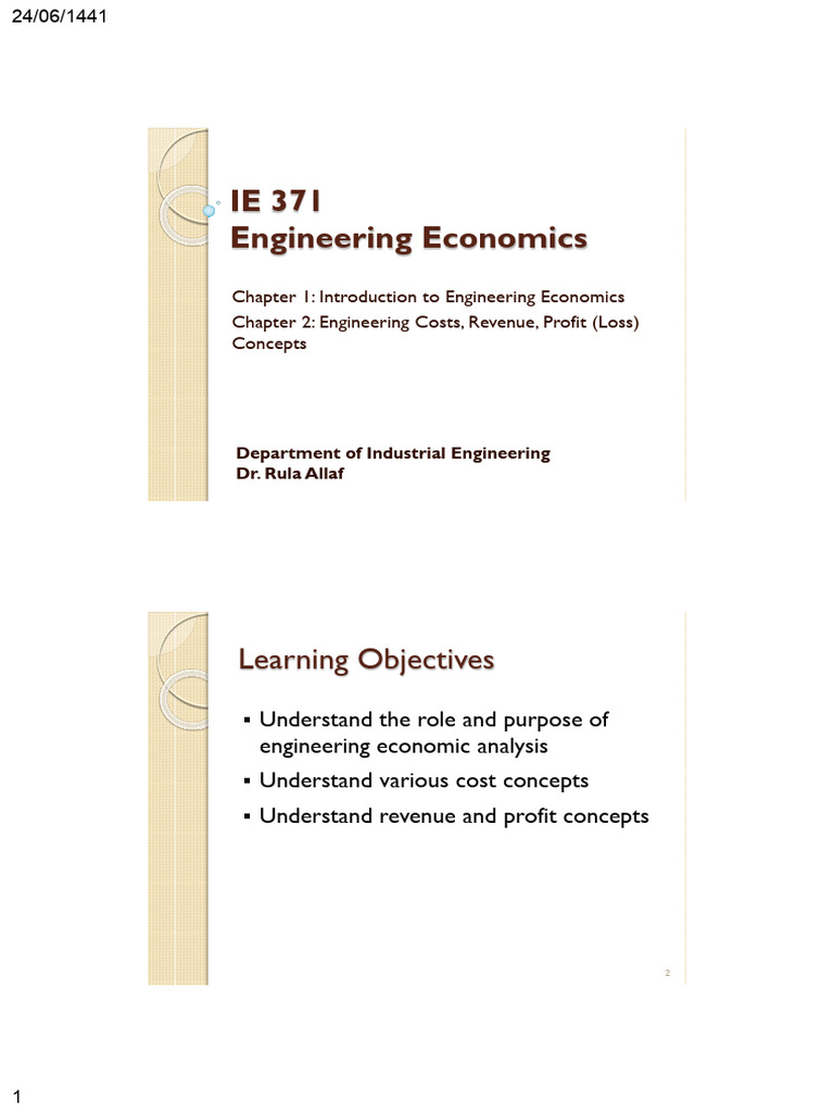 Slides 1 | PDF | Cost | Engineering