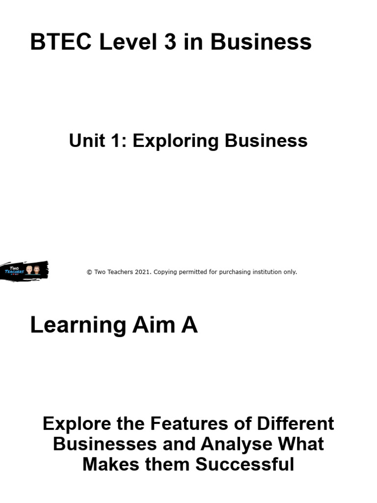 Teacher Powerpoint Unit 1 Exploring Business La A Pdf Small And Medium Sized
