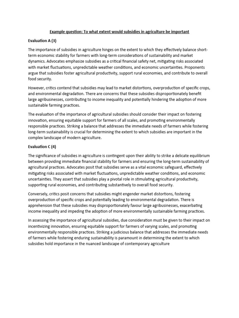 Evaluation Exercise | Download Free PDF | Agricultural Subsidy | Agriculture