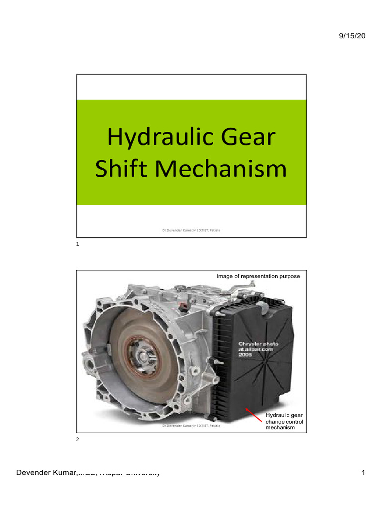 Hydraulic Gear Change Mechanism | PDF