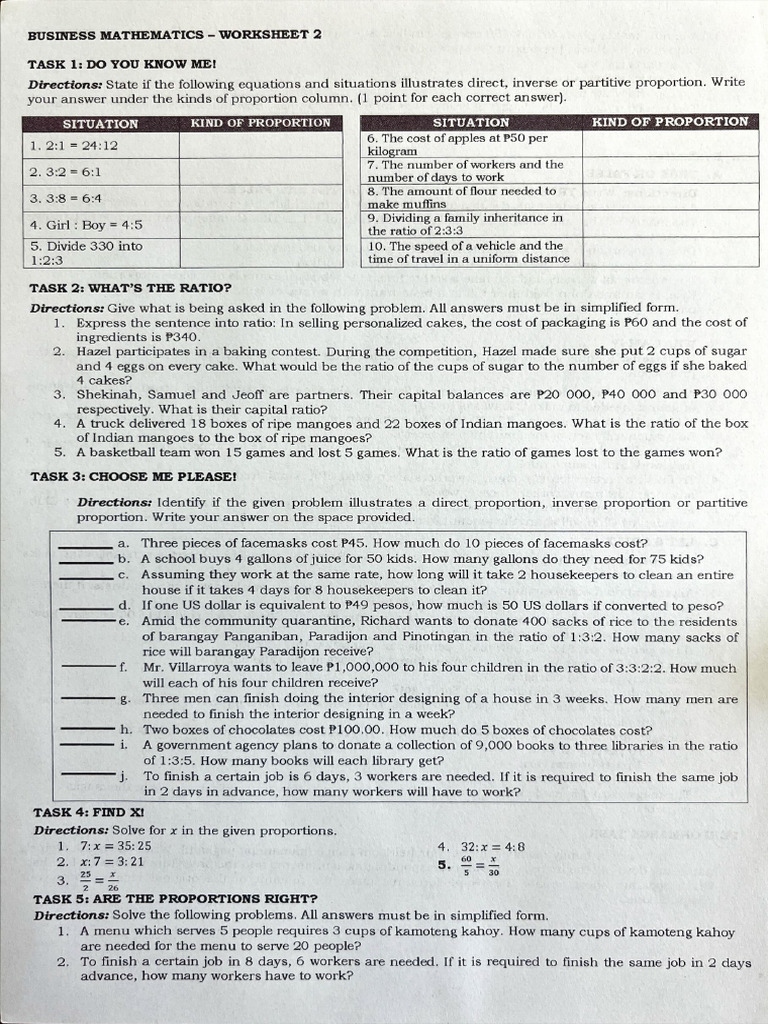 Worksheet 2 - Business Mathematics | PDF