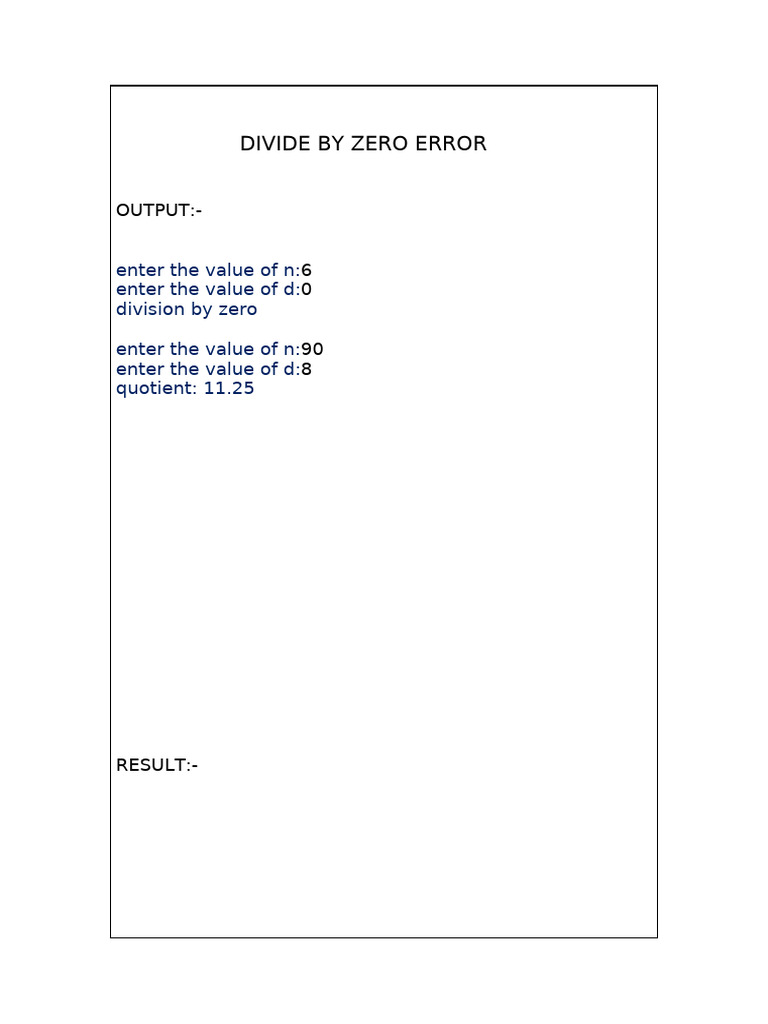 Divide by Zero Error (10.1) | PDF