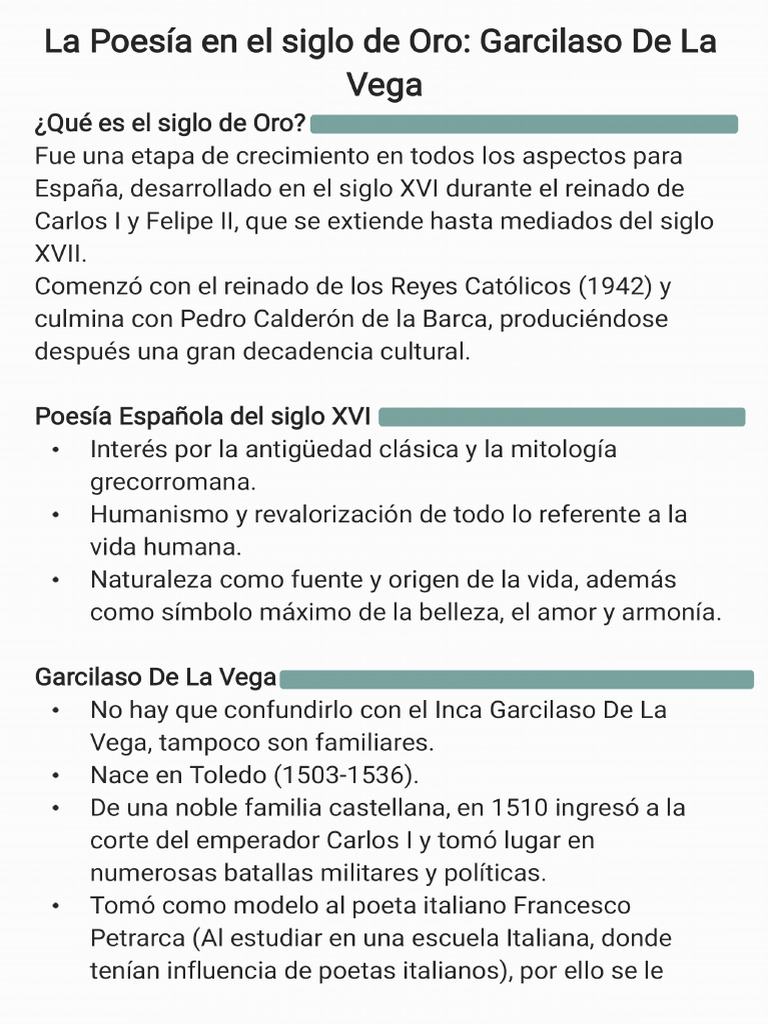 Semana 1 - La Poesía en El Siglo de Oro | PDF