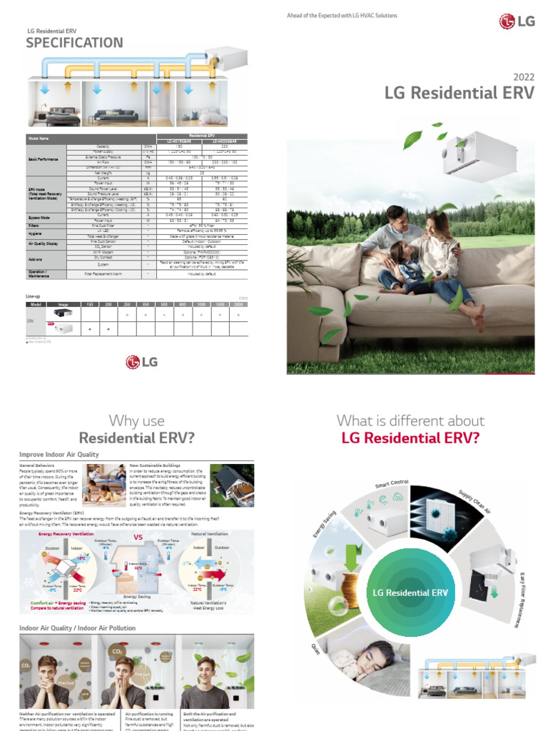 LG Residential ERV Specifications | PDF