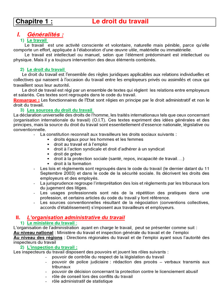 Droit du travail : principes et contrats | PDF