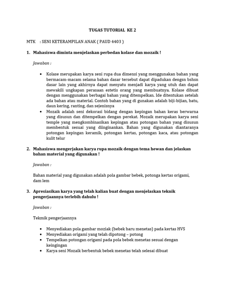 Tugas 2 Seni Keterampilan | PDF