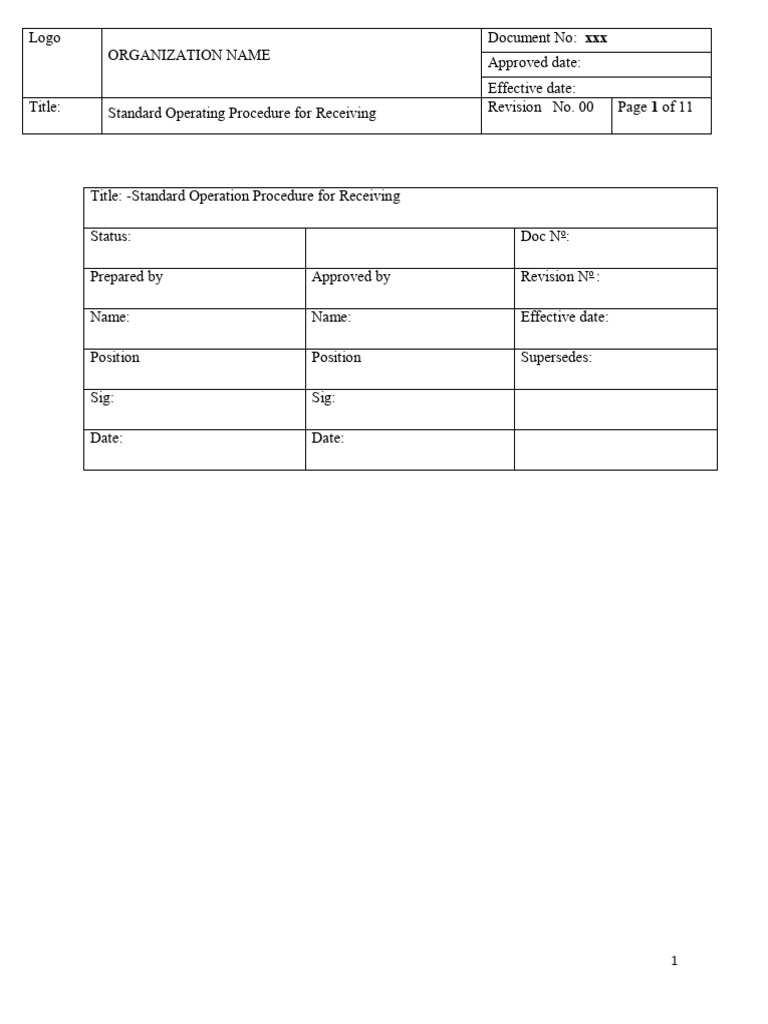 SOP Receiving | PDF | Tablet (Pharmacy) | Warehouse