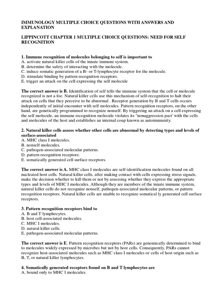 Immunology Chaapter 1 Mcqs | PDF | Immune System | Adaptive Immune System