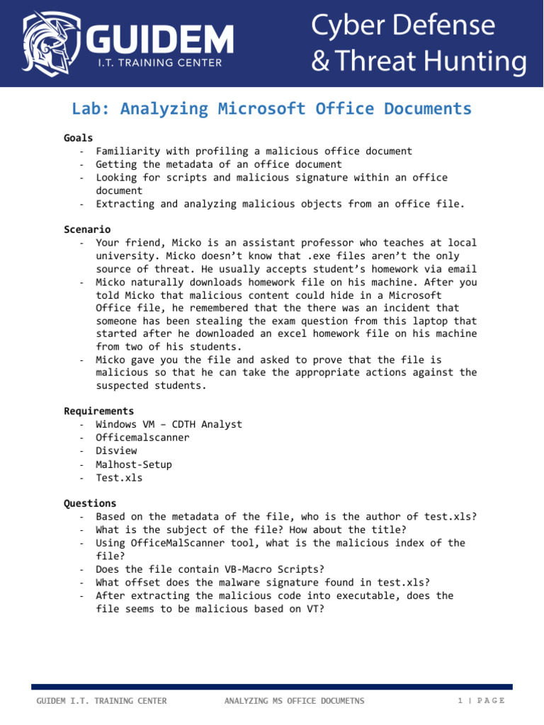 Analyzing Microsoft Office Documents | PDF | Malware | Microsoft Excel