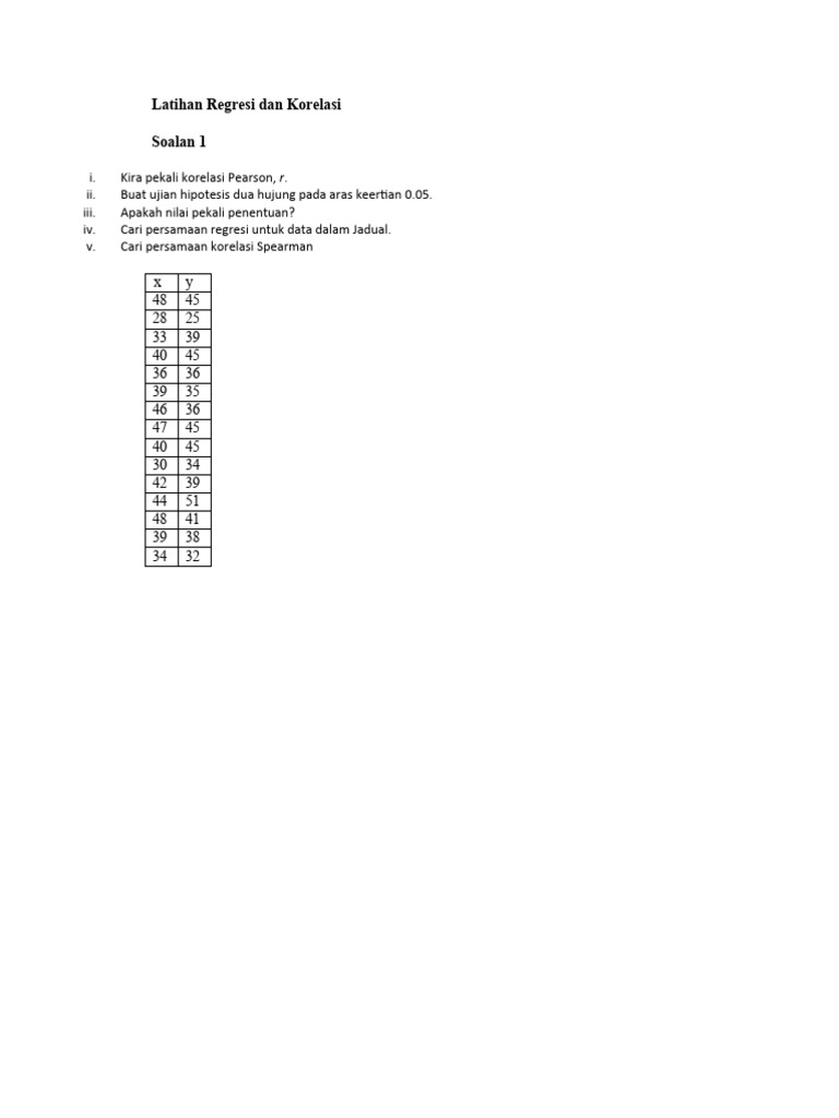 Latihan Regresi Dan Korelasi 2022 With Answer | PDF