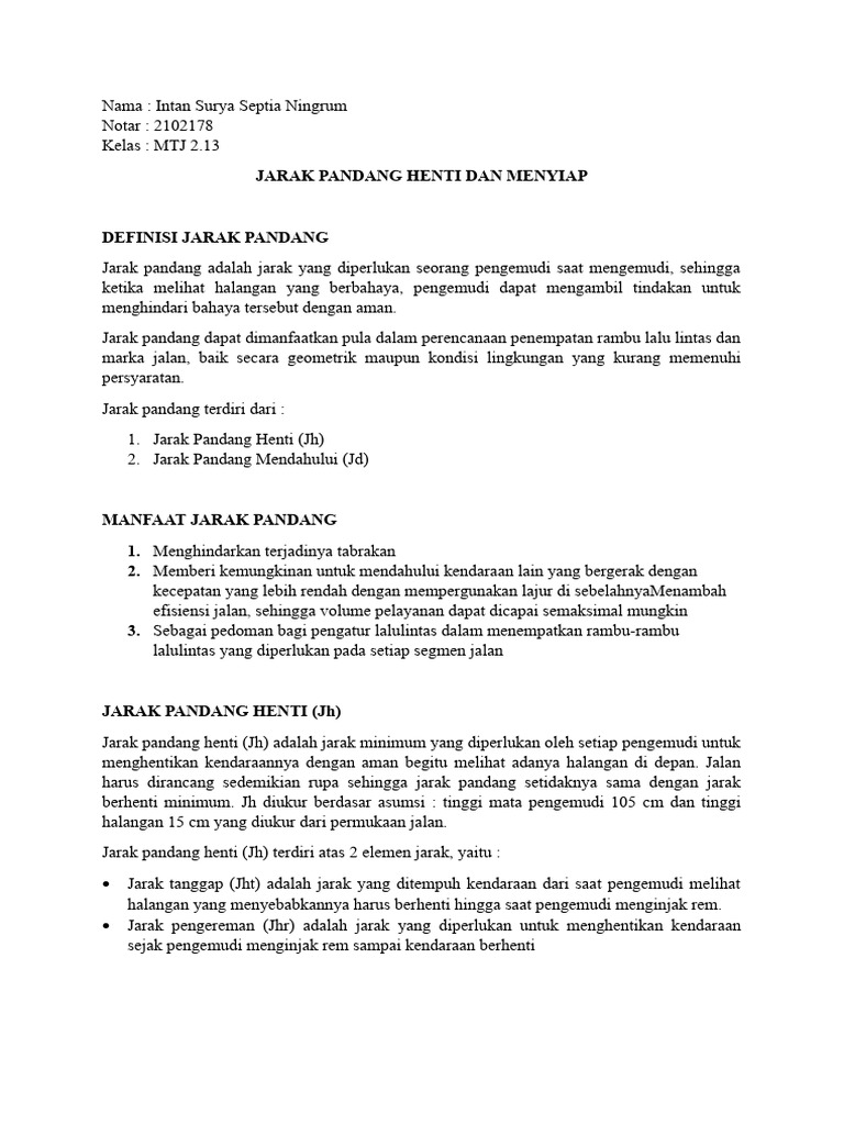 Intan Surya S.N Resume Jarak Pandang | PDF | Teknologi & Rekayasa
