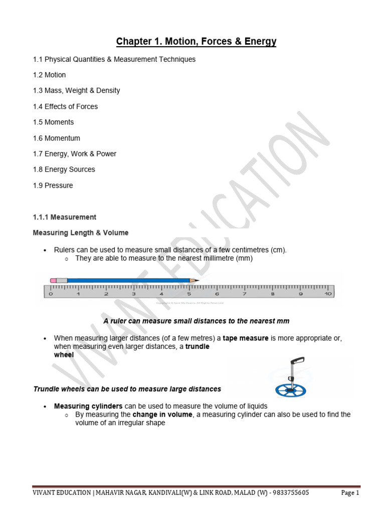 Chapter 1. Motion, Forces - Energy | PDF