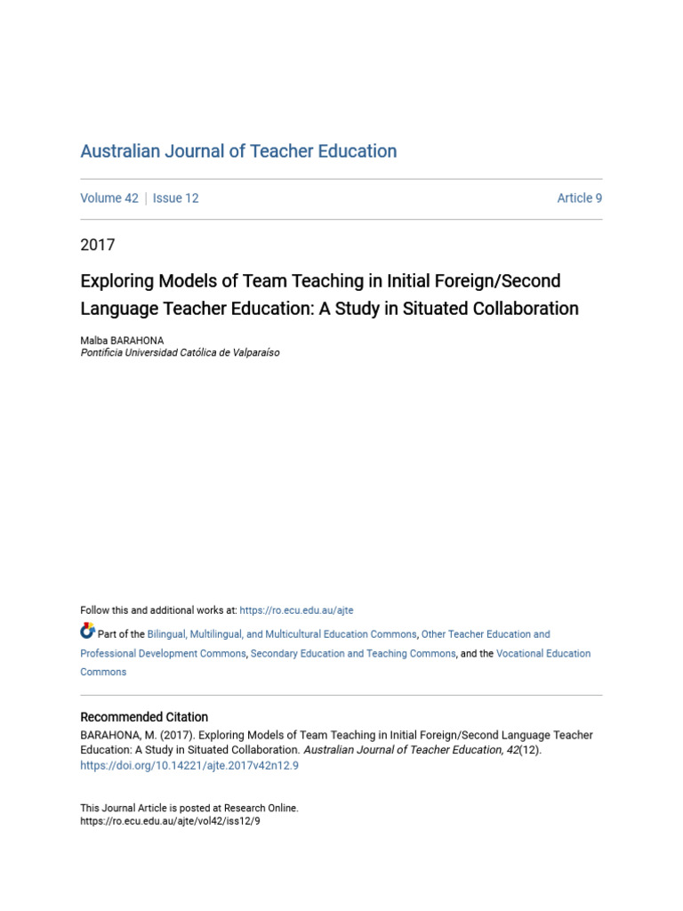 +exploring Models of Team Teaching in Initial Foreign - Second Language ...