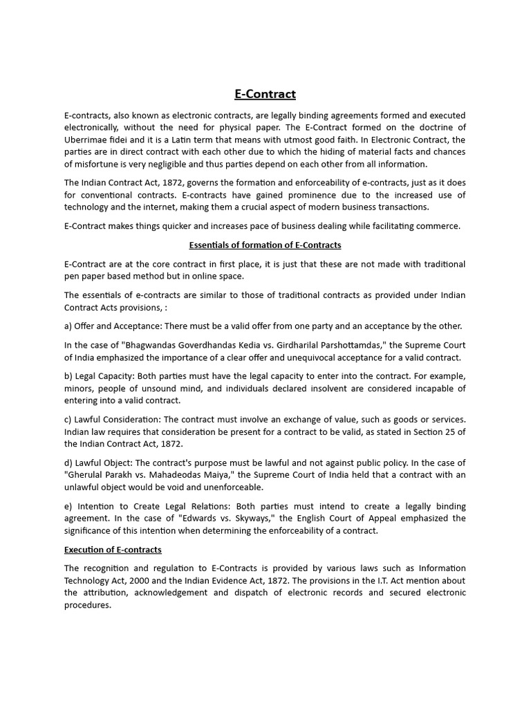 Types of E-Contracts Explained | PDF | Computer Security | Security