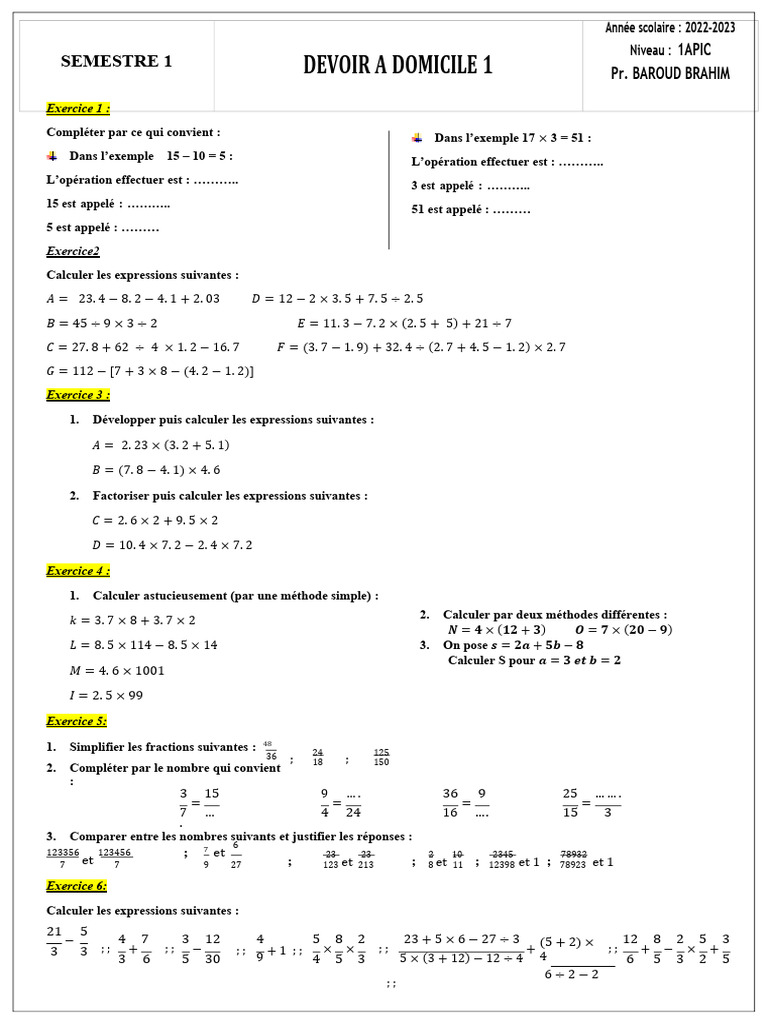 Devoir Libre 1apic 2022 | PDF