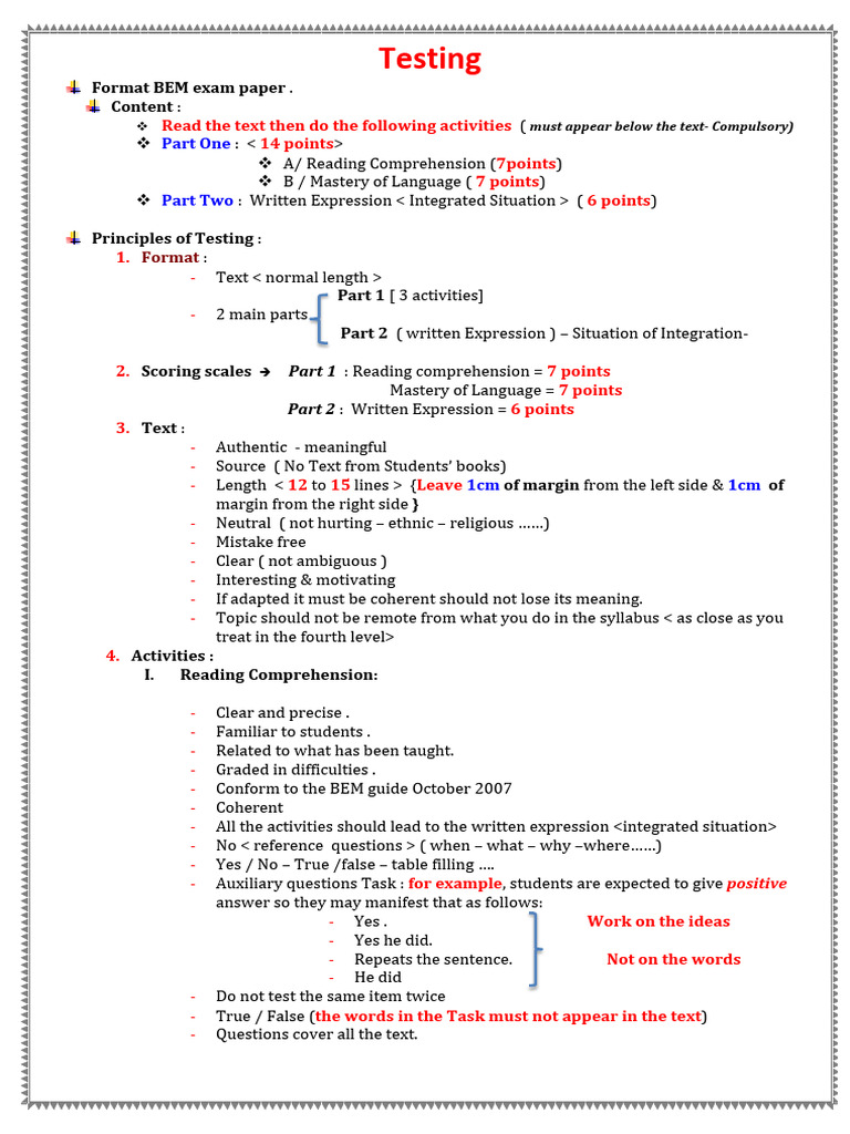 BEM English Exam Guide for 2nd Year | PDF