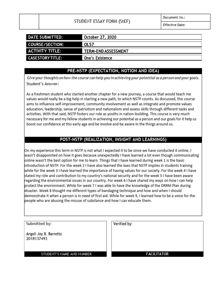 Microsoft Word - 4-Activity - Draft - Student Essay Form (StEF) - Ones ...