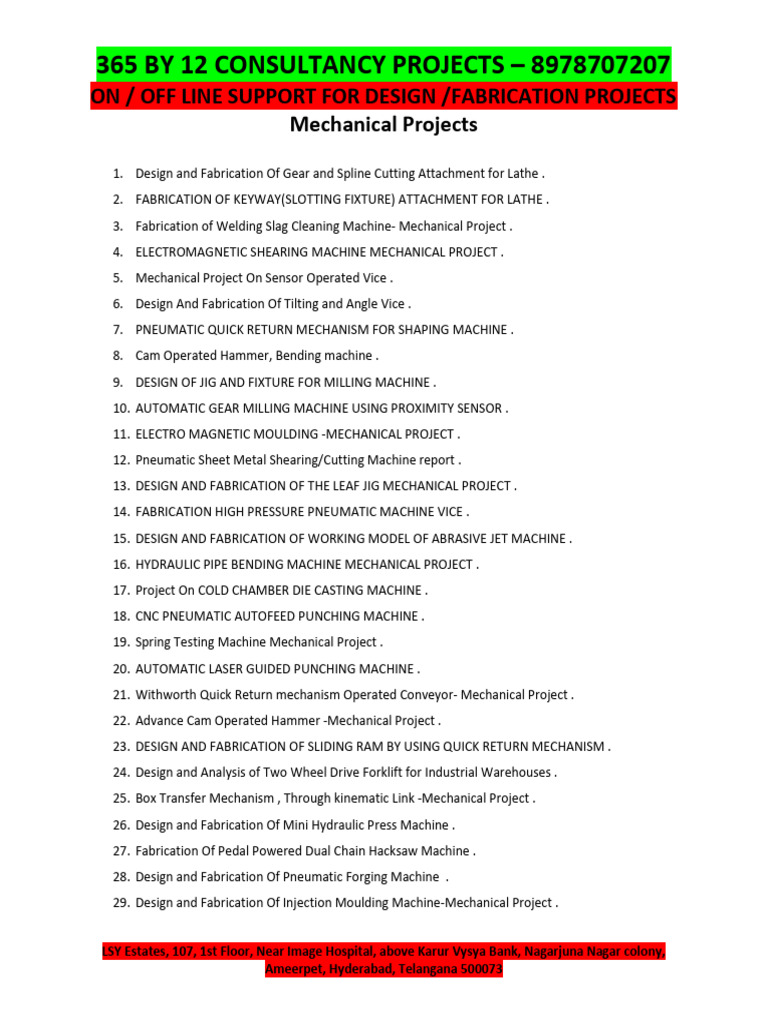 Mechanical Projects For Btech Mtech | PDF | Machines | Metal Fabrication