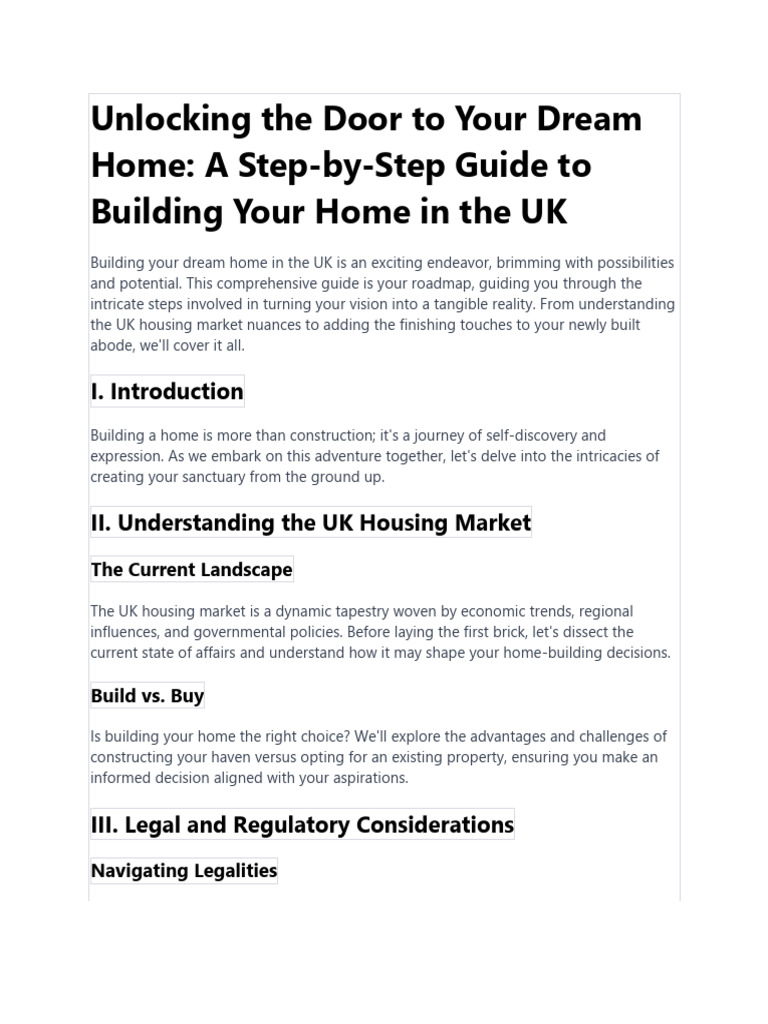 A Step-By-Step Guide To Building Your Home in The UK | PDF