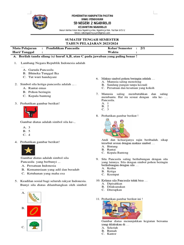 PTS PKN Semester 1 Kelas 2 | PDF