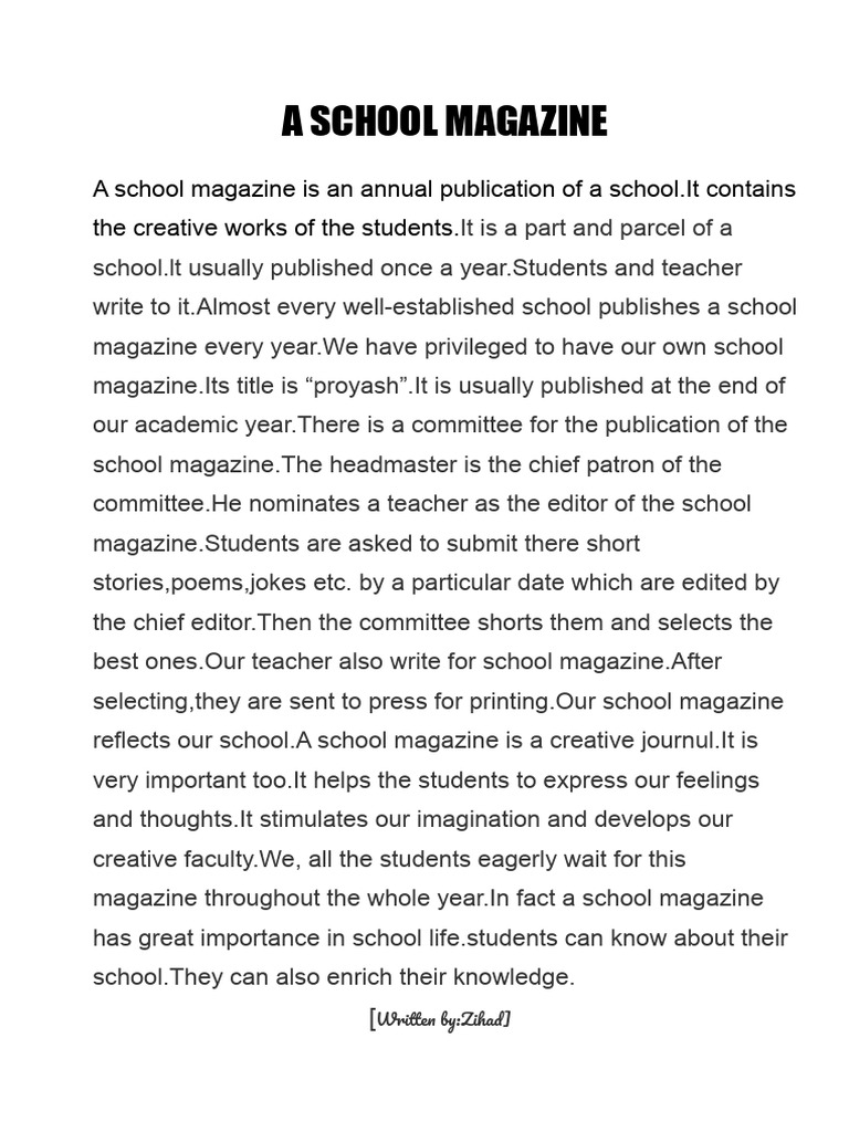 Importance of Our School Magazine | PDF