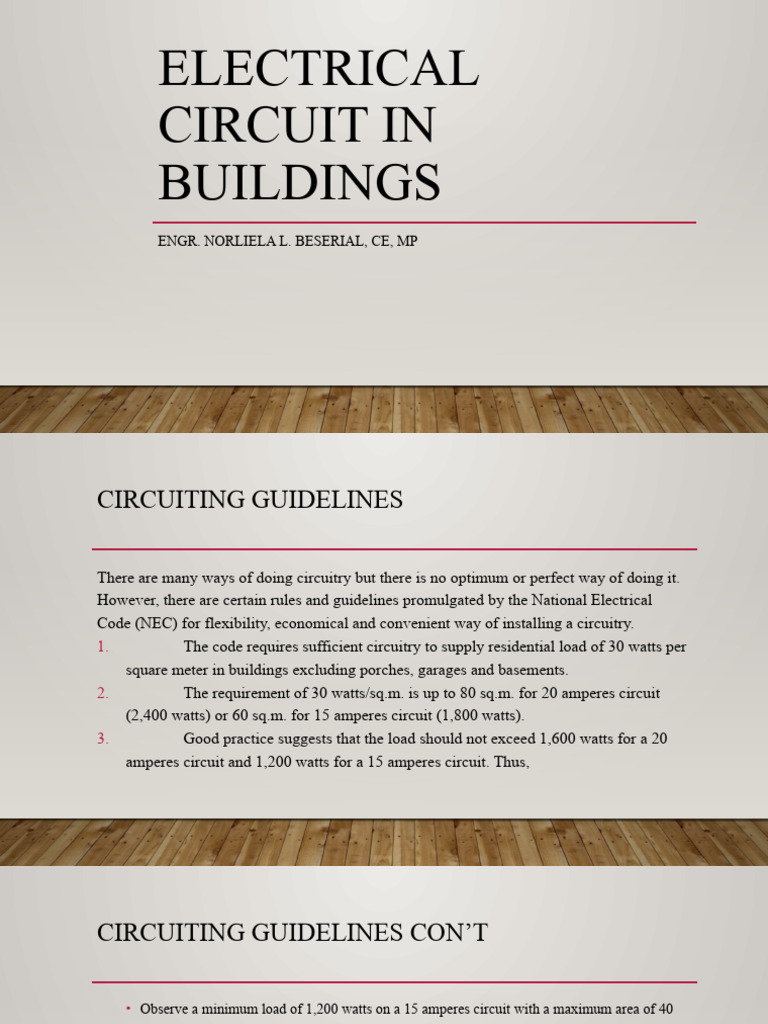 Electrical Circuit Guidelines and Loads | PDF