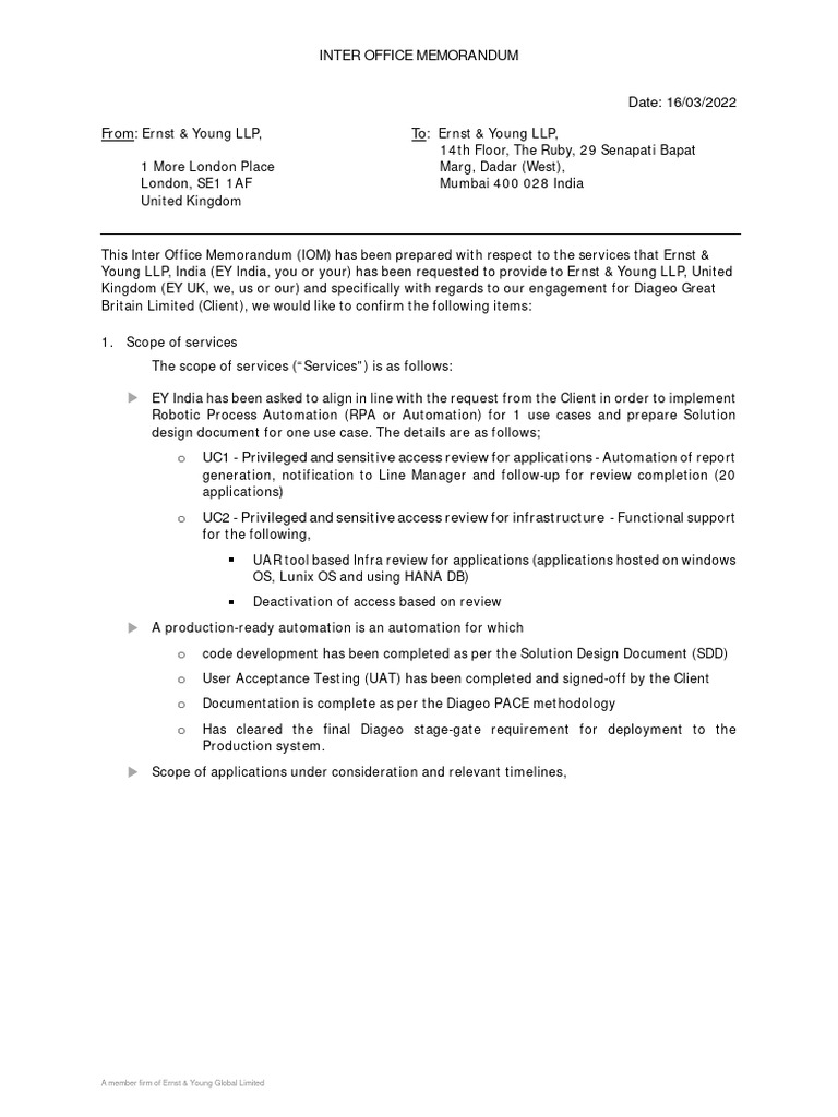 IOM - Diageo Controls Automation - EY UK EY India - H2 Scope - 16032022 ...
