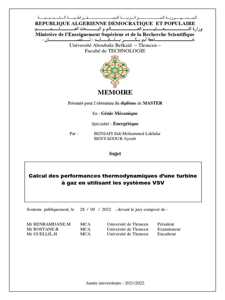 Performances thermodynamiques des turbines | PDF | Technologie et ...
