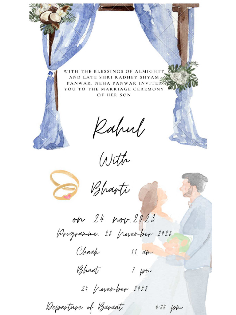 Invitation Rahul Weds Bharti | PDF
