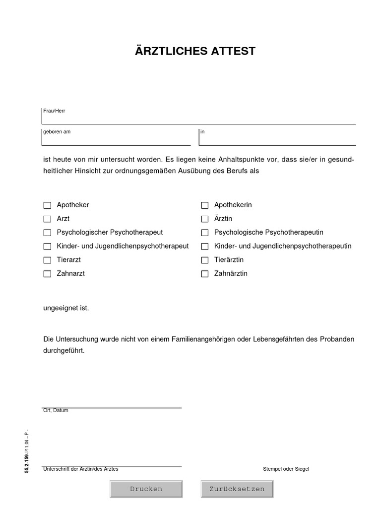 Ärztliches Attest | PDF