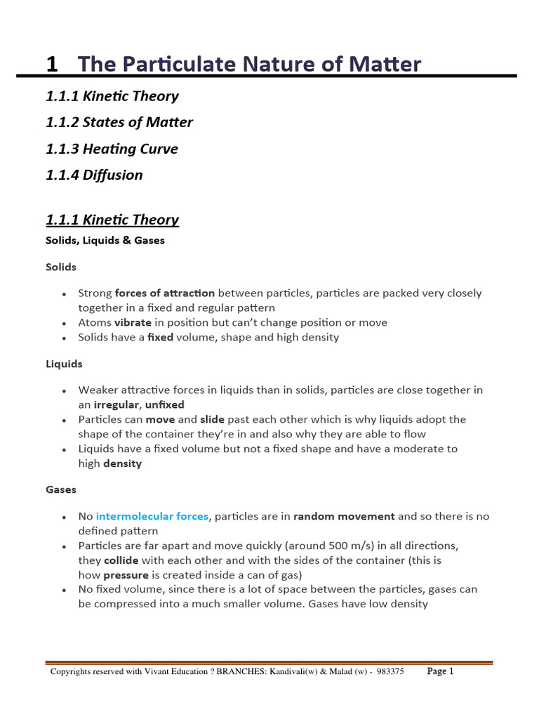 The Particulate Nature of Matter | PDF | Gases | Liquids
