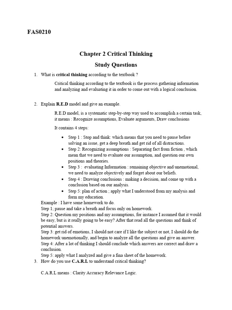 Chapter 2 CRT Study Questions | PDF | Self-Improvement | Science ...