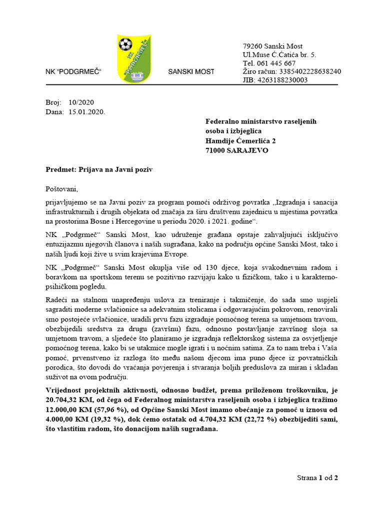 Dopis Ministarstvu, 15.01.2020. | PDF