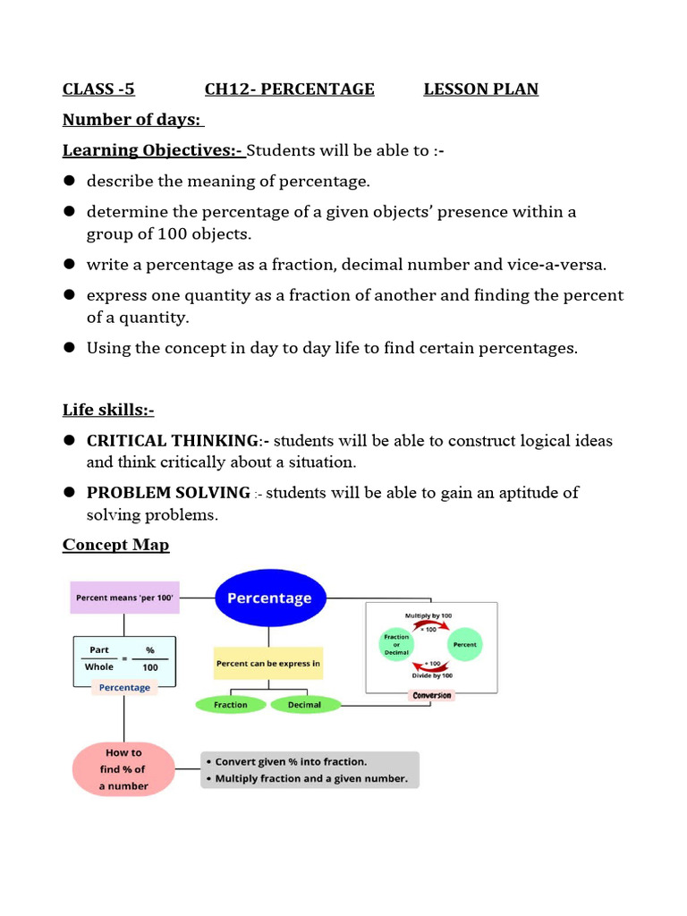 % Class 5 | PDF | Percentage | Mathematics