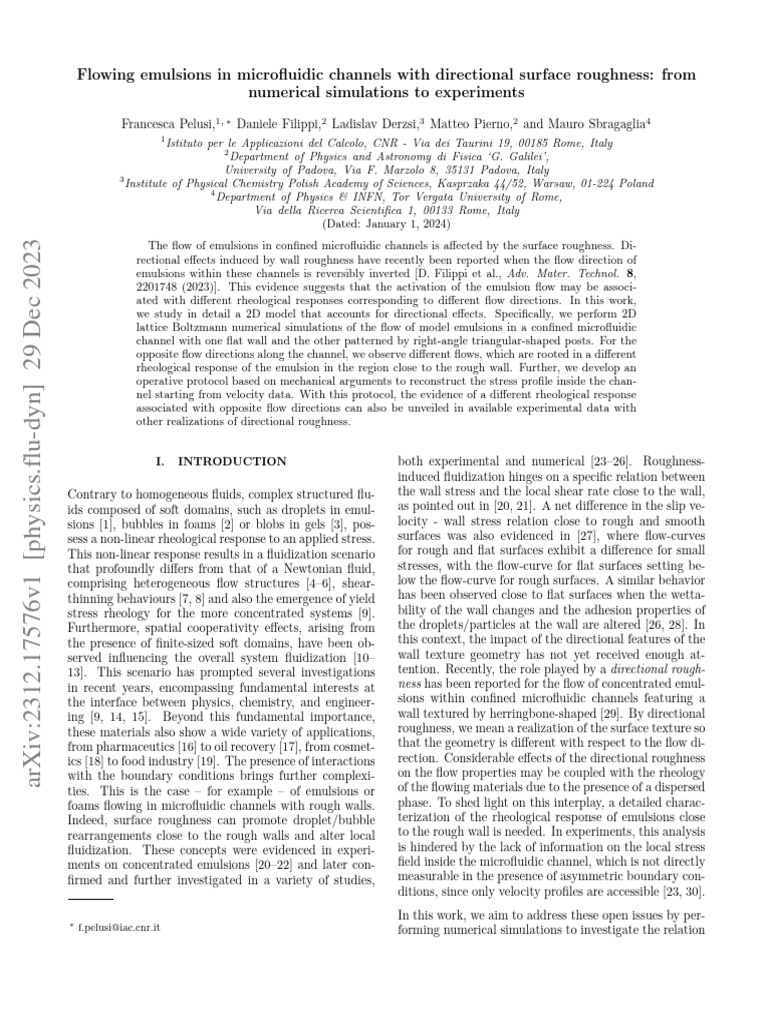 Flowing Emulsions in Microfluidic Channels With Directional Surface ...