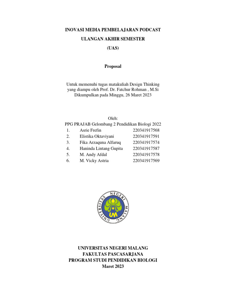 Proposal Inovasi - UAS | PDF