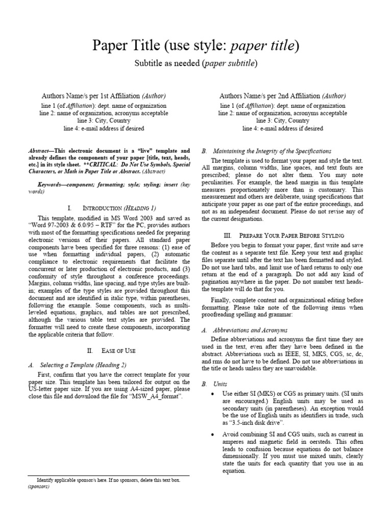 Academic Paper Formatting Guide | PDF