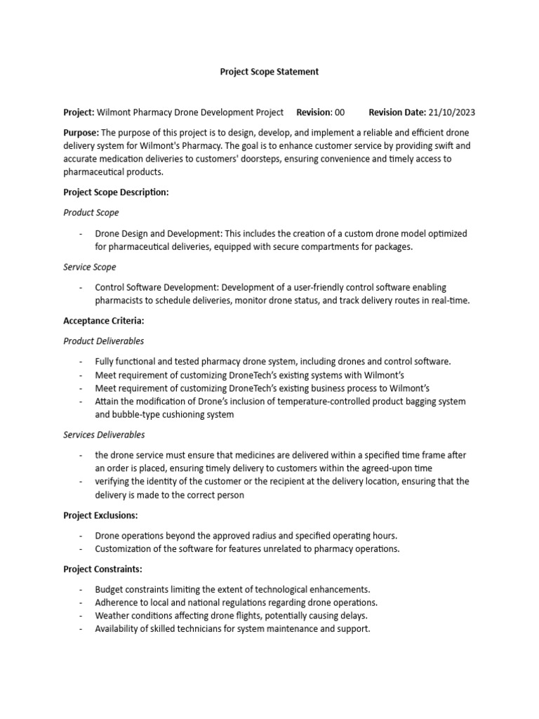 Project Scope Statement | PDF