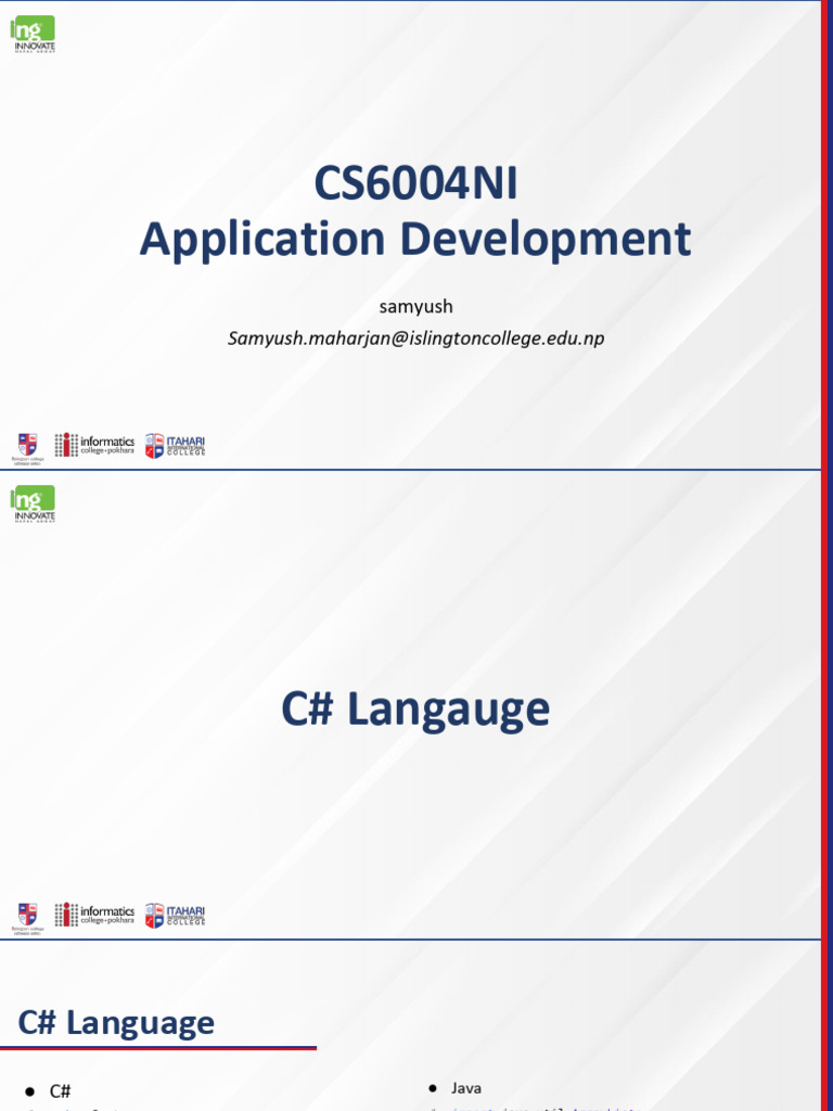 CS6004NI Application Development: Samyush - Maharjan@islingtoncollege ...