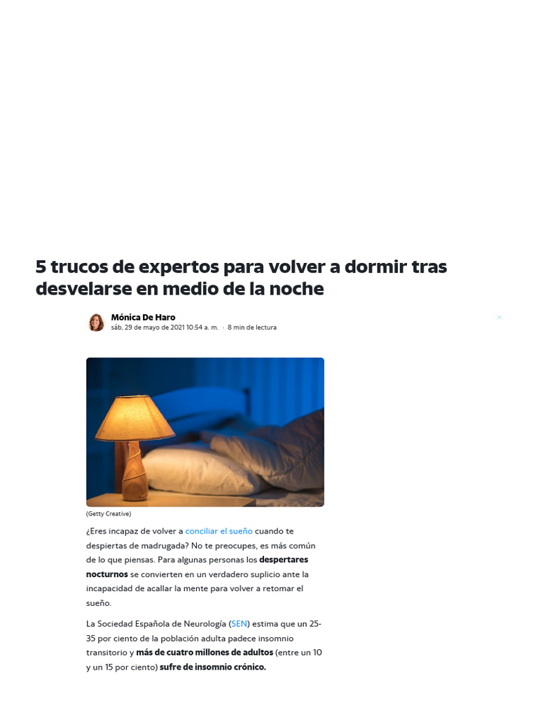5 Trucos para Volver A Dormir Tras Desvelarse | PDF | Dormir | Insomnio