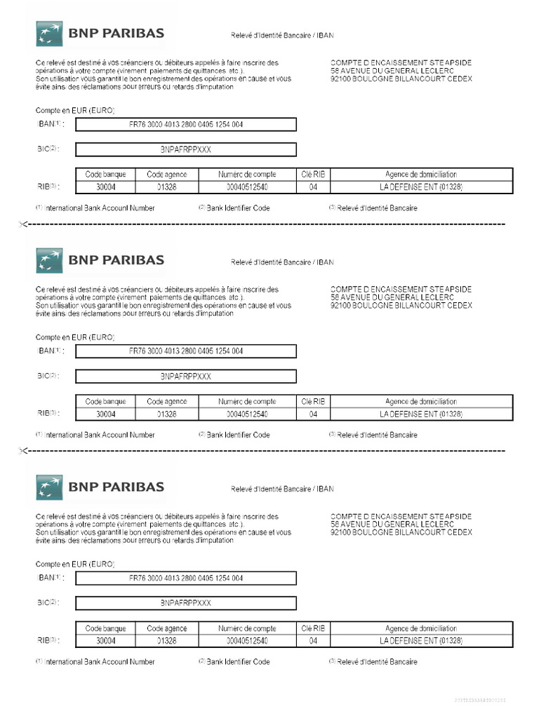 2022-06 Compte Encaissement BNP | PDF