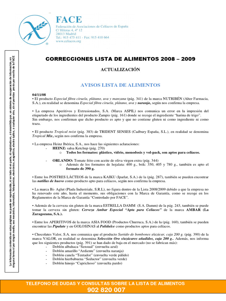 Lista Alimentos 11-11-08 | PDF