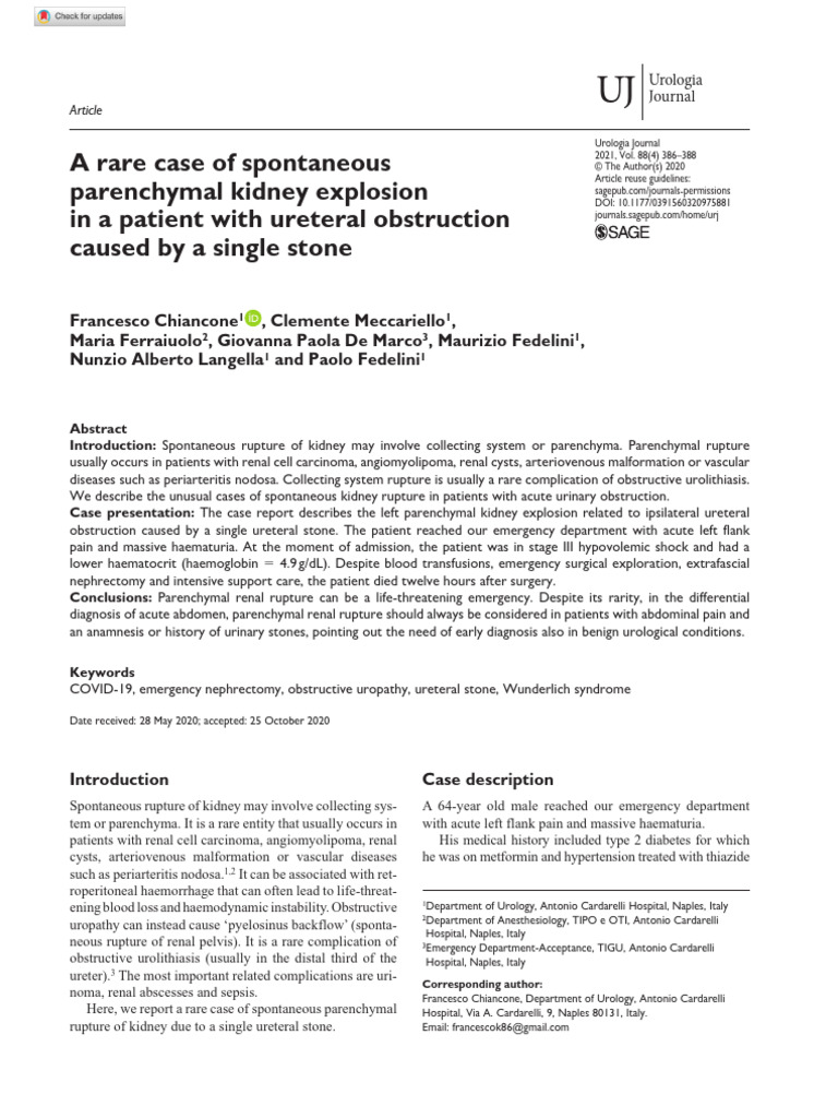 A Rare Case of Spontaneous Parenchymal Kidney Explosion in A Patient ...