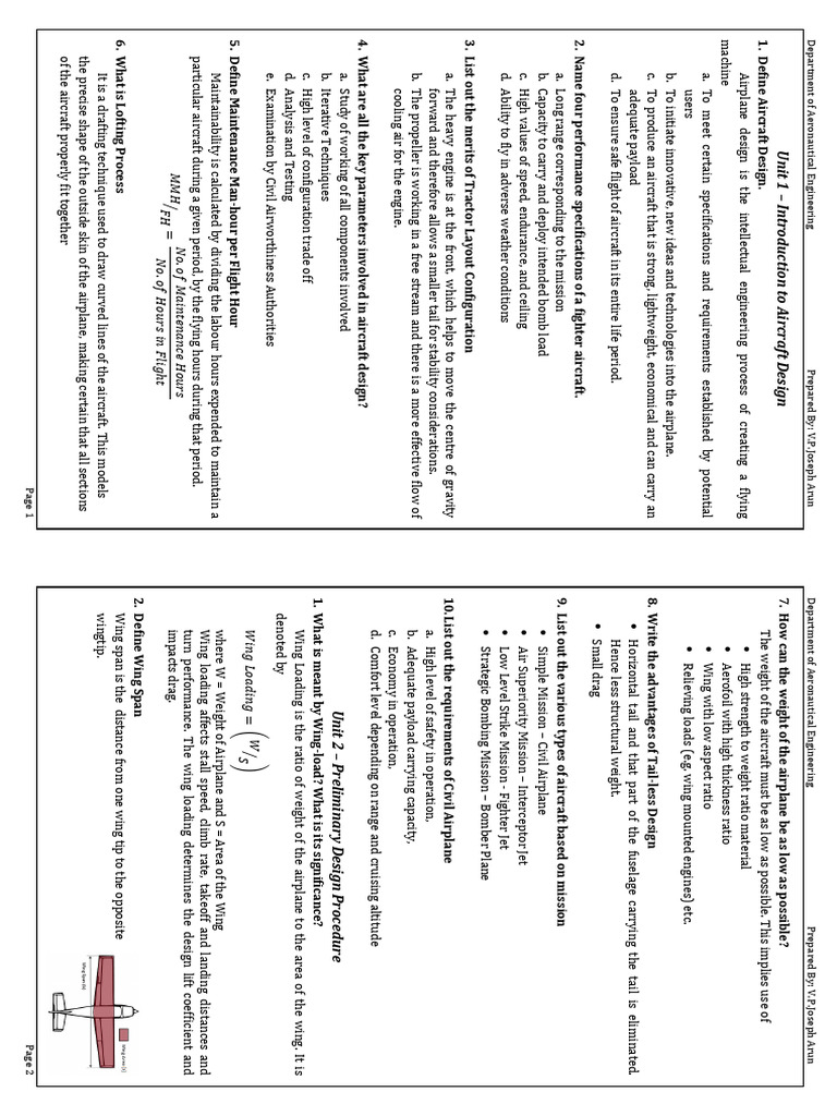 Aircraft Design Notes | PDF
