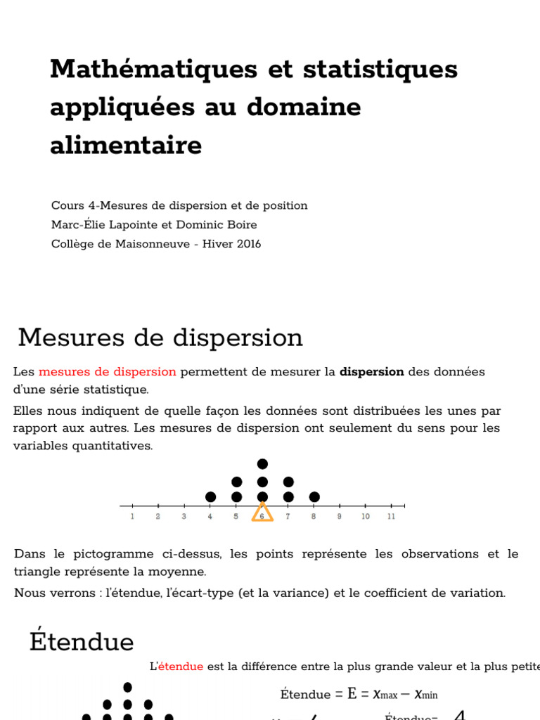 Mesures de Dispersion en Statistiques | PDF | Écart type | Indicateur ...