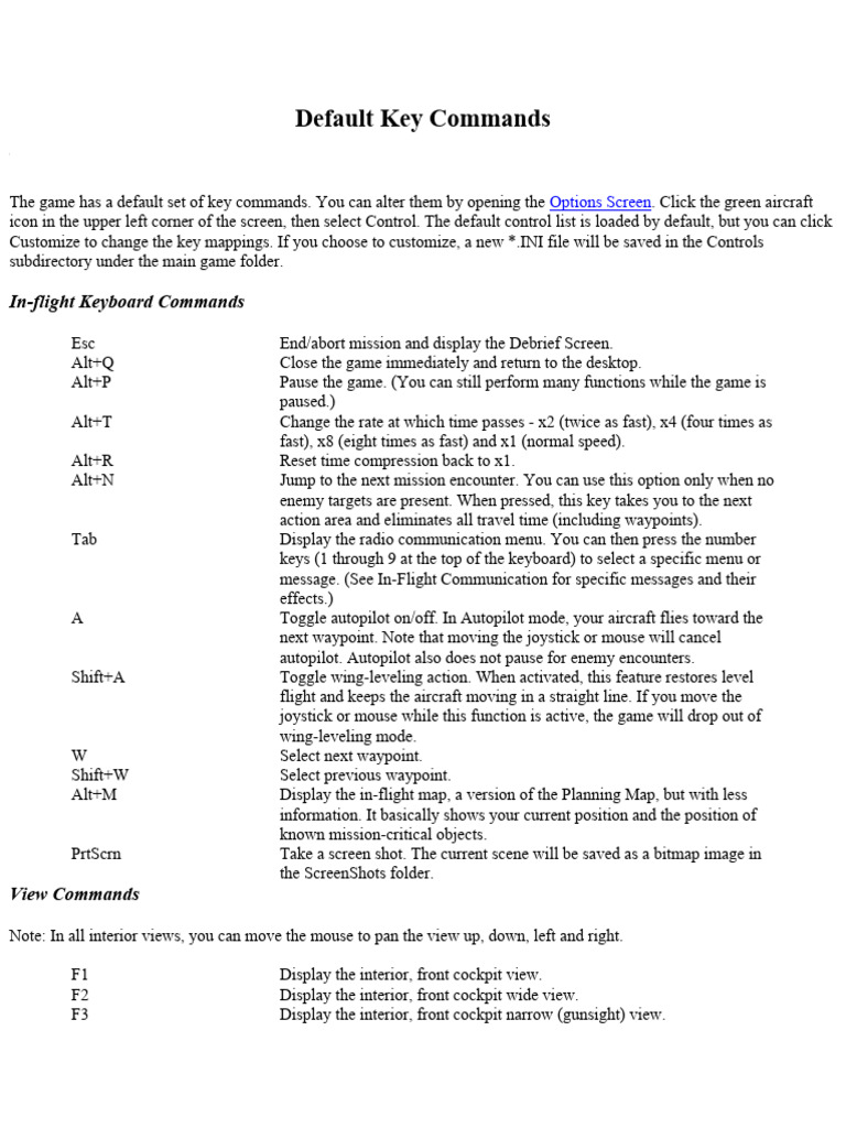 Default Key Commands | Download Free PDF | Radar | Aviation