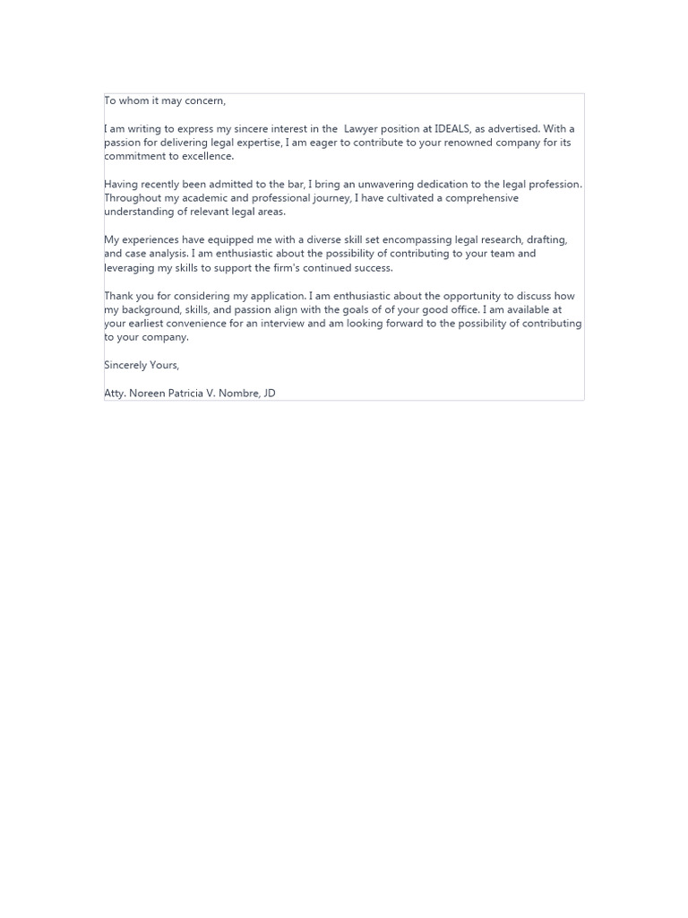 Application for Lawyer Position at IDEALS | PDF | Law